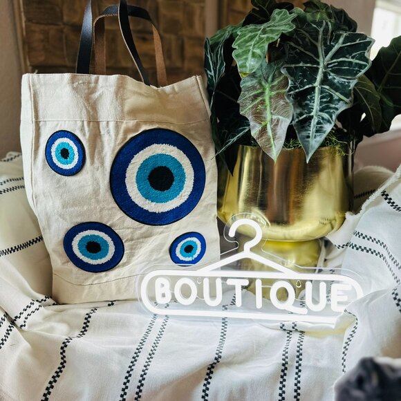Hungry & Bored | Bags | Evil Eye Canvas Tote Bag | Poshmark